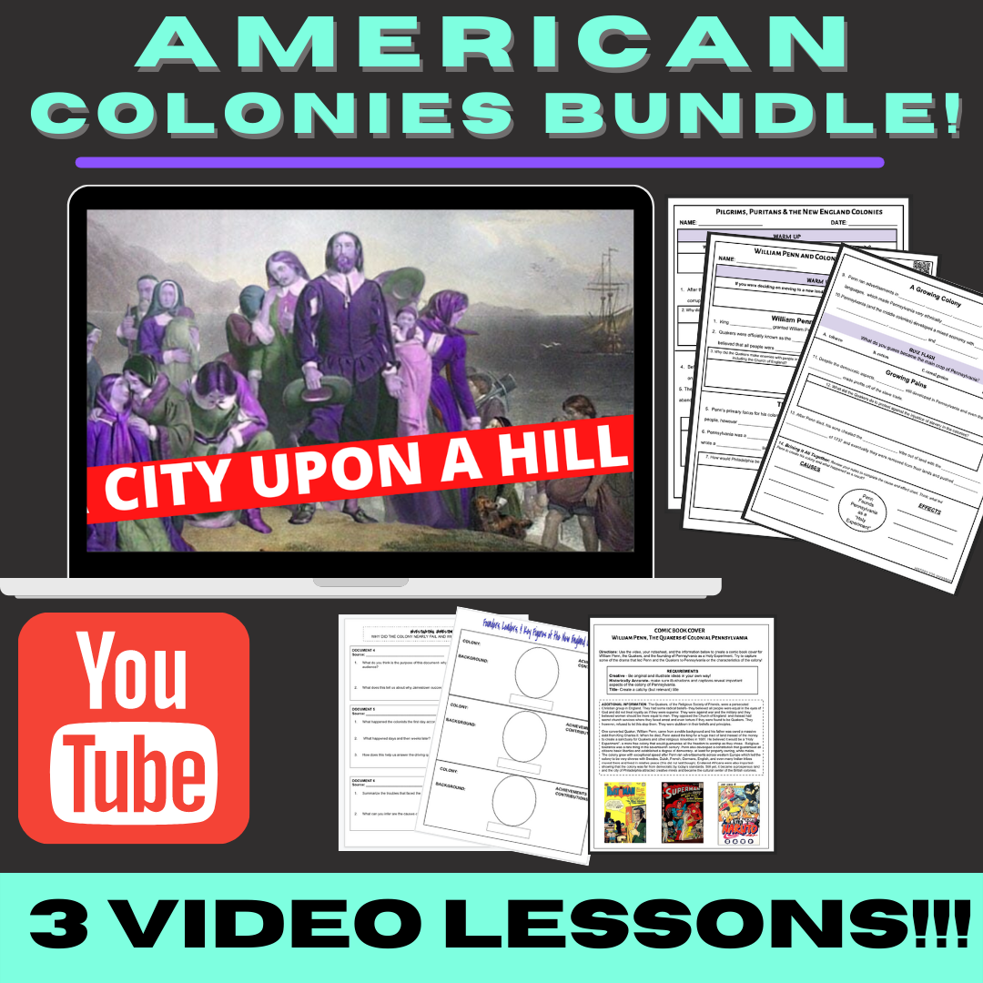 The American Colonies Unit Lessons | 3 VIDEOS & Activities! – History ...