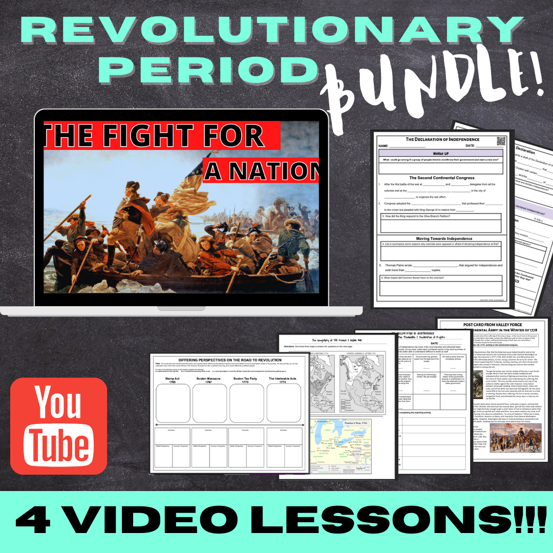 🇺🇸 Revolutionary War Bundle | 4 Video Lessons & Activities – History ...