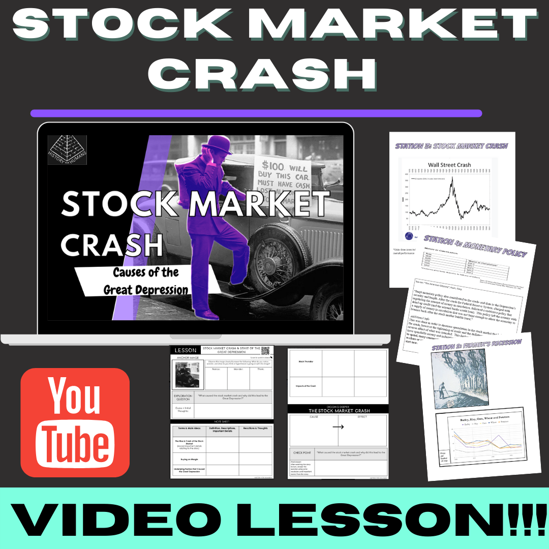 🇺🇸 ️📚 The Stock Market Crash & Great Depression Lesson & Video ...