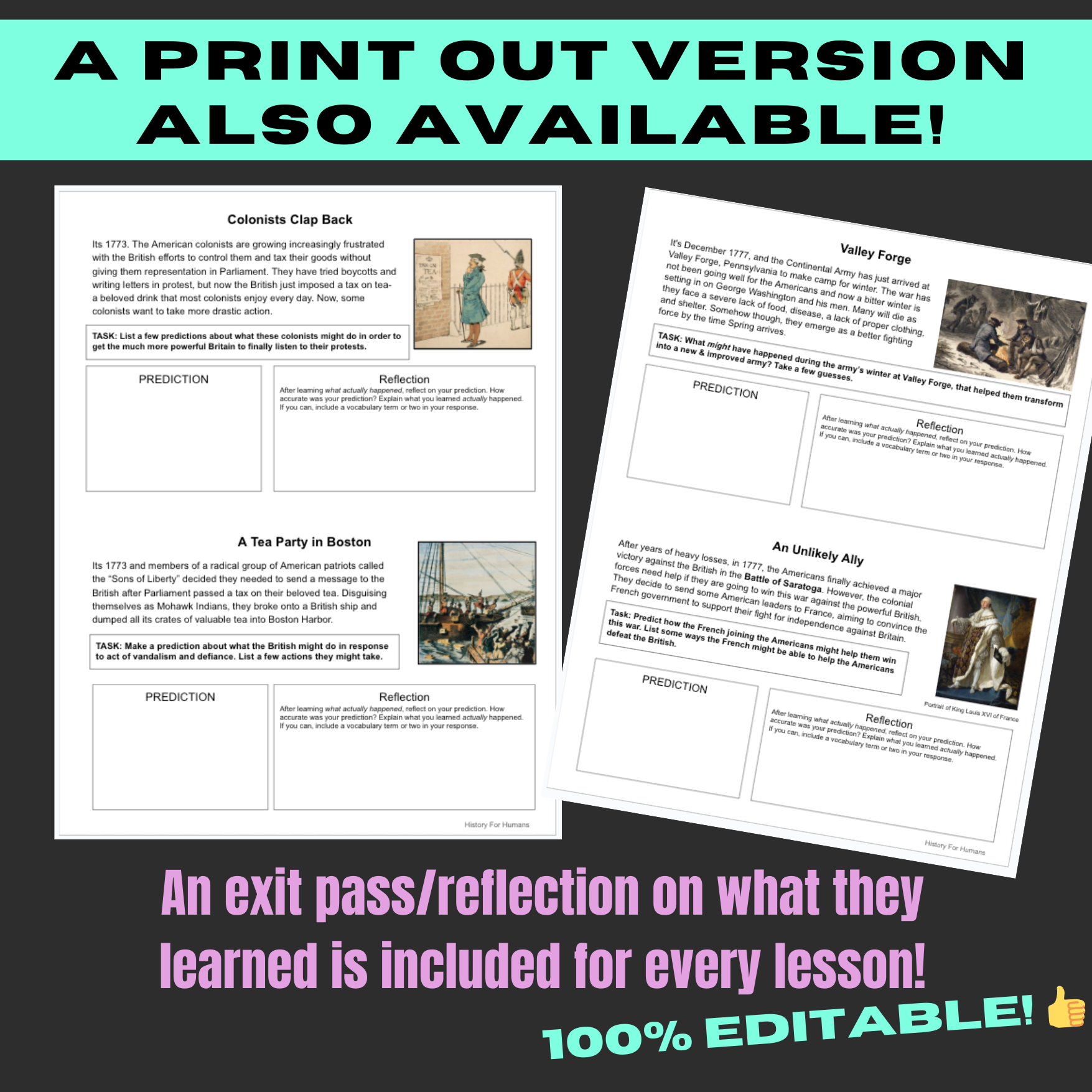 American Revolution Bellwork - Predictions – History For Humans