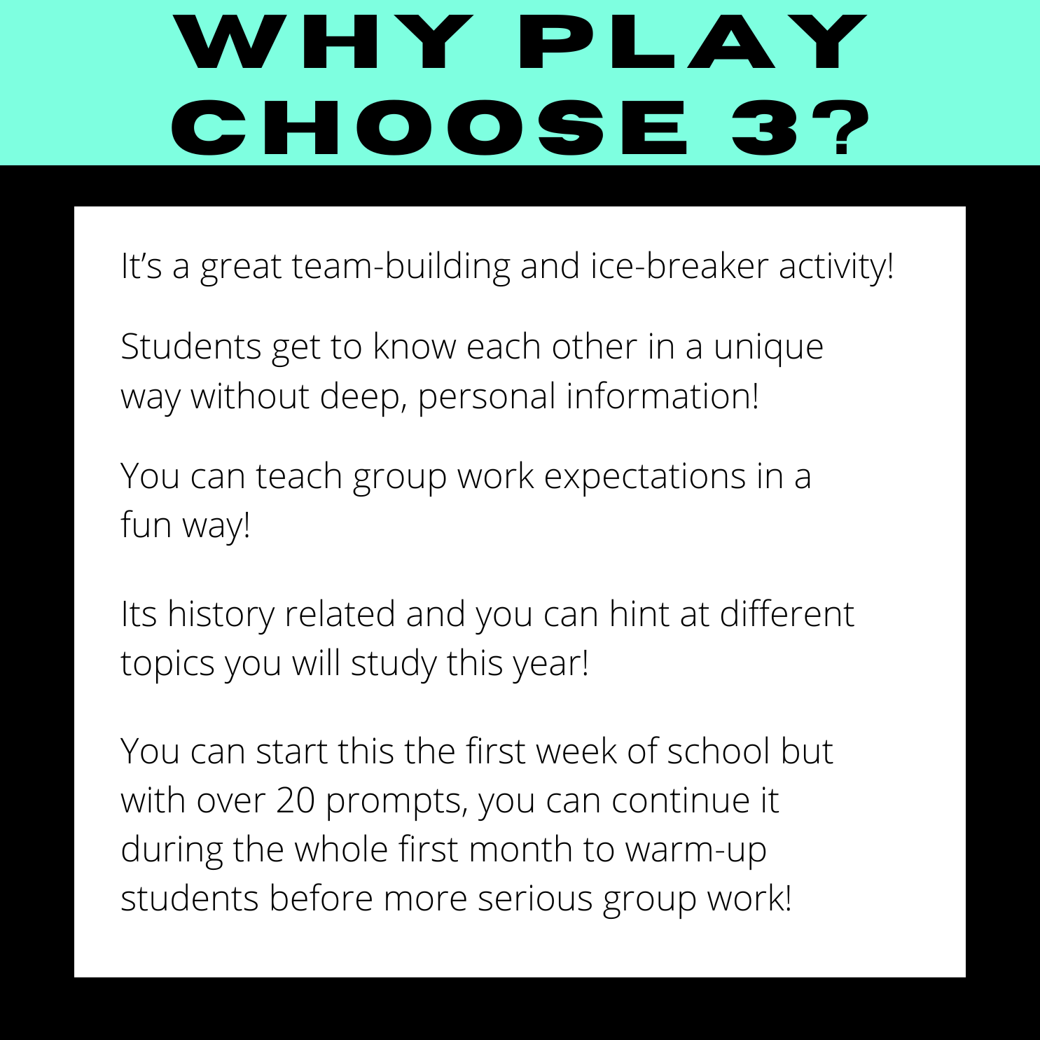 History-Themed "Choose 3" Ice-Breaker Activity – History For Humans