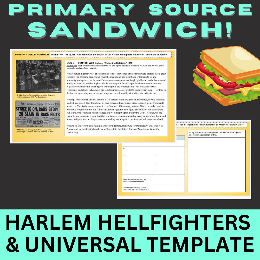 Primary Source Sandwich- Harlem Hellfighters & Universal Template ...